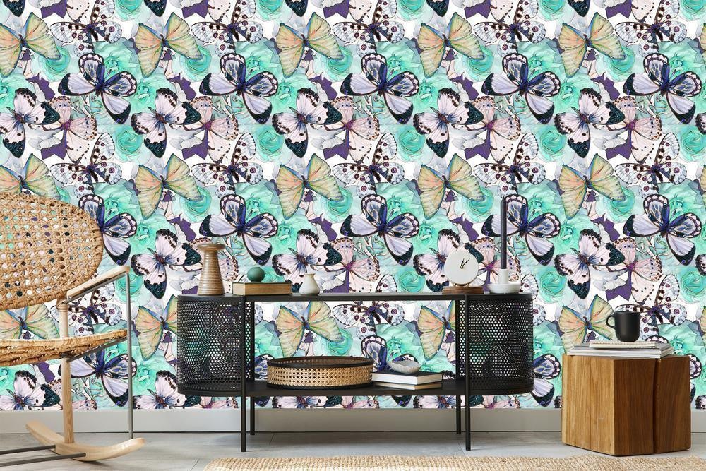 Tapet - Blomster sommerfugle natur