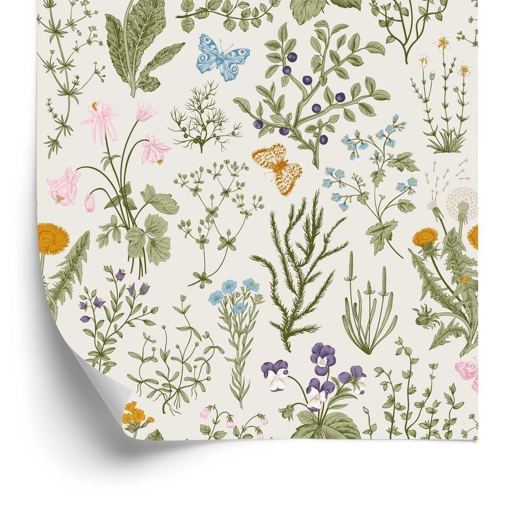 Tapet - Vilde blomster med bær